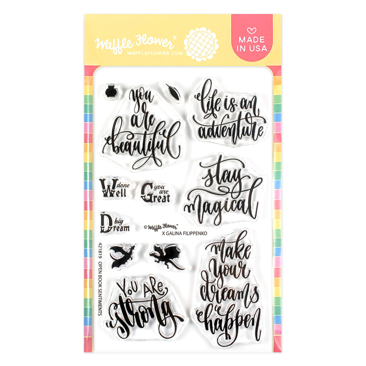 Open Book Sentiments Stamp Set – WaffleFlower.com