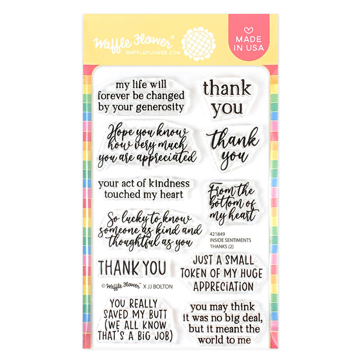 Inside Sentiments Thanks 2 Stamp Set – WaffleFlower.com