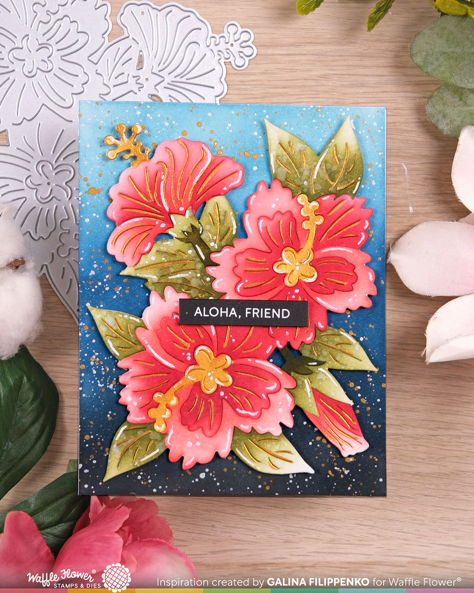 Hibiscus Cluster Die-n-stencil – WaffleFlower.com
