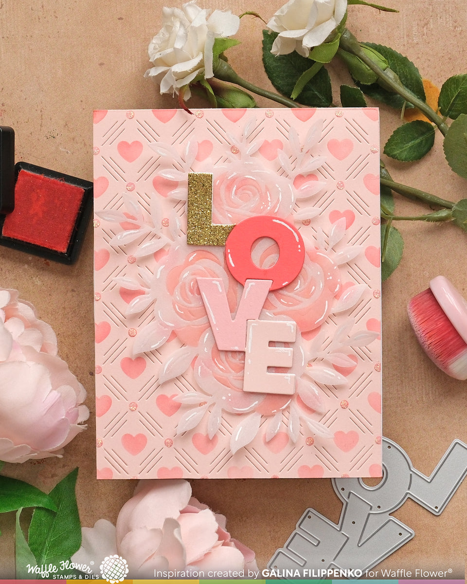 Overlapping Vertical Love Word Die – WaffleFlower.com