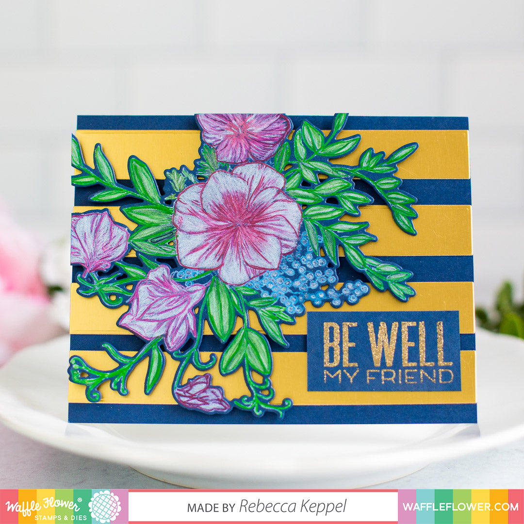 Colored Pencils on Navy Cardstock with the Bouquet Builder 5 Combo ...