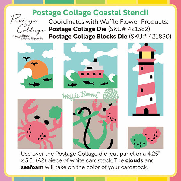 Postage Collage Coastal Stencil – WaffleFlower.com