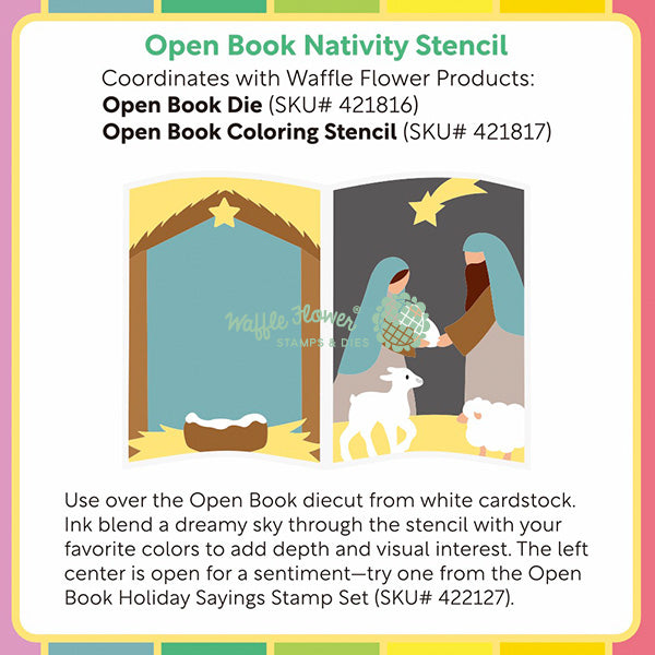 Open Book Nativity Stencil – WaffleFlower.com