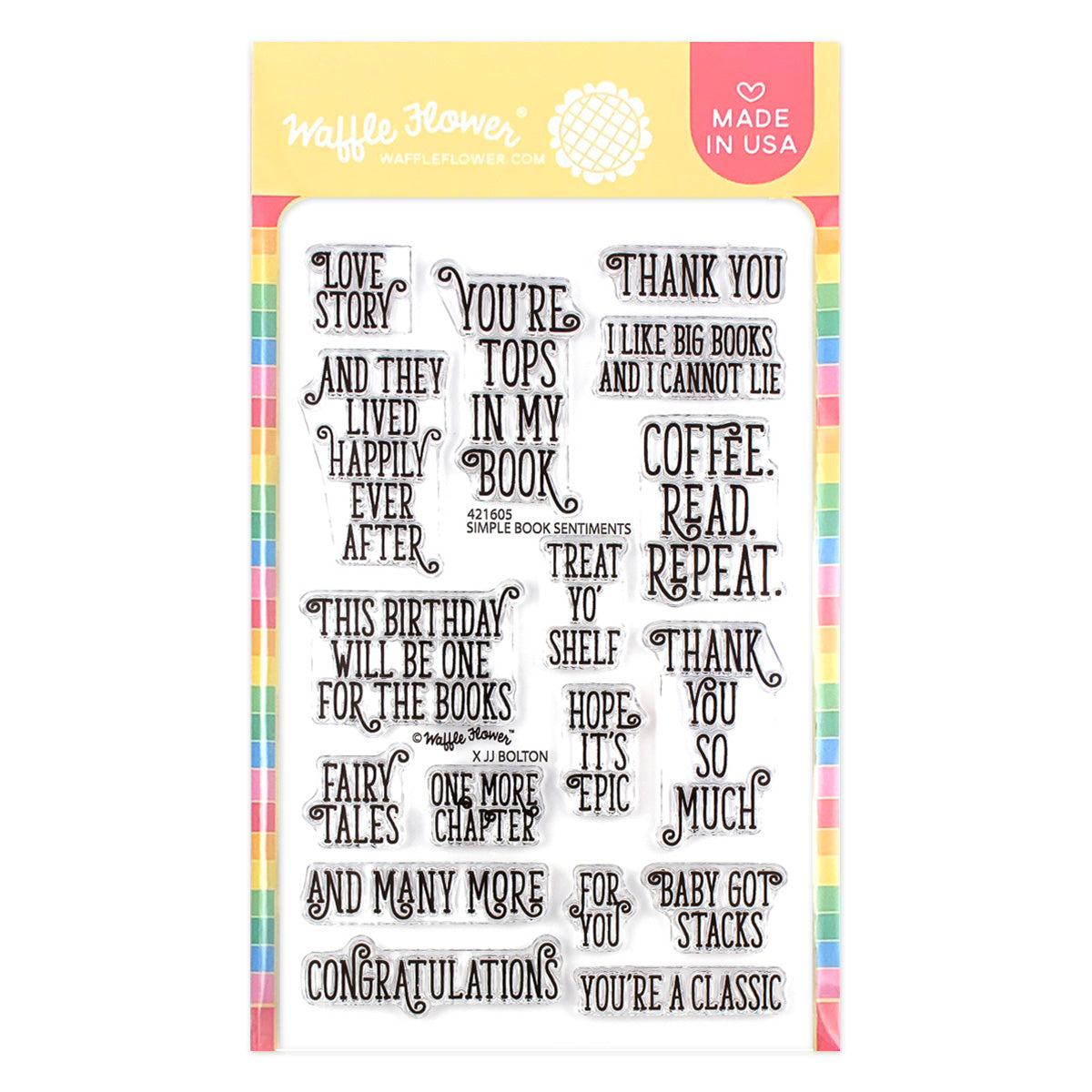 Simple Book Sentiments Stamp Set – WaffleFlower.com