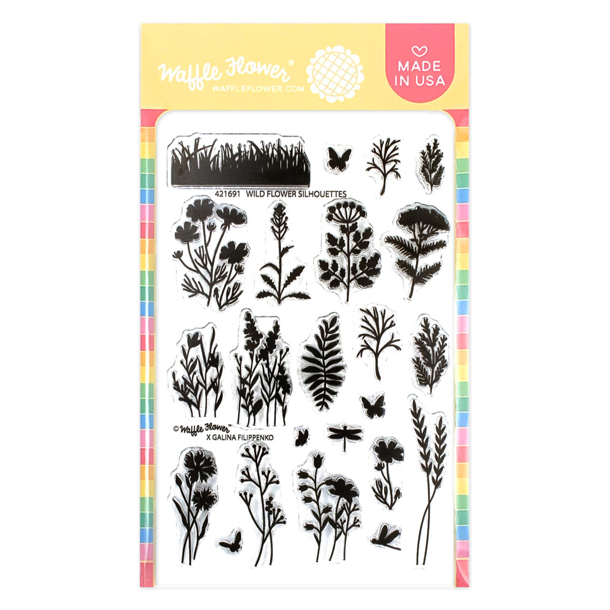 Postage Collage Wild Flower Silhouettes Stamp Set – WaffleFlower.com