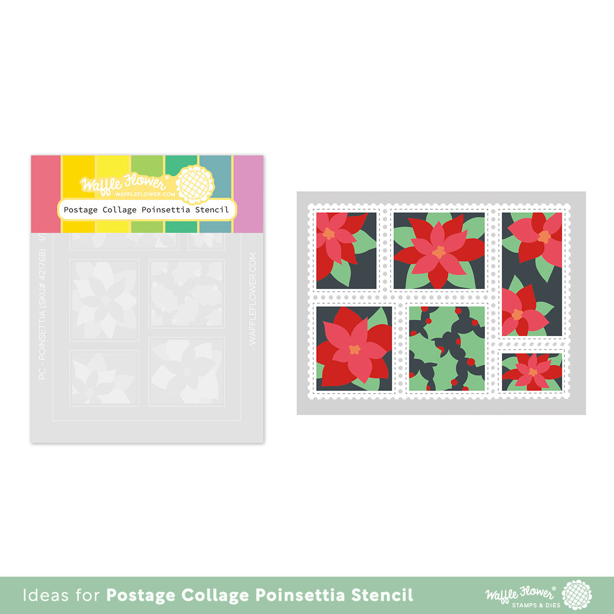 Postage Collage Poinsettia Stencil – WaffleFlower.com