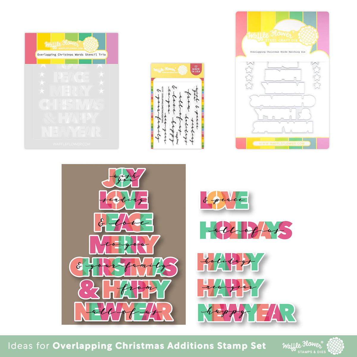 Overlapping Christmas Additions Stamp Set – WaffleFlower.com