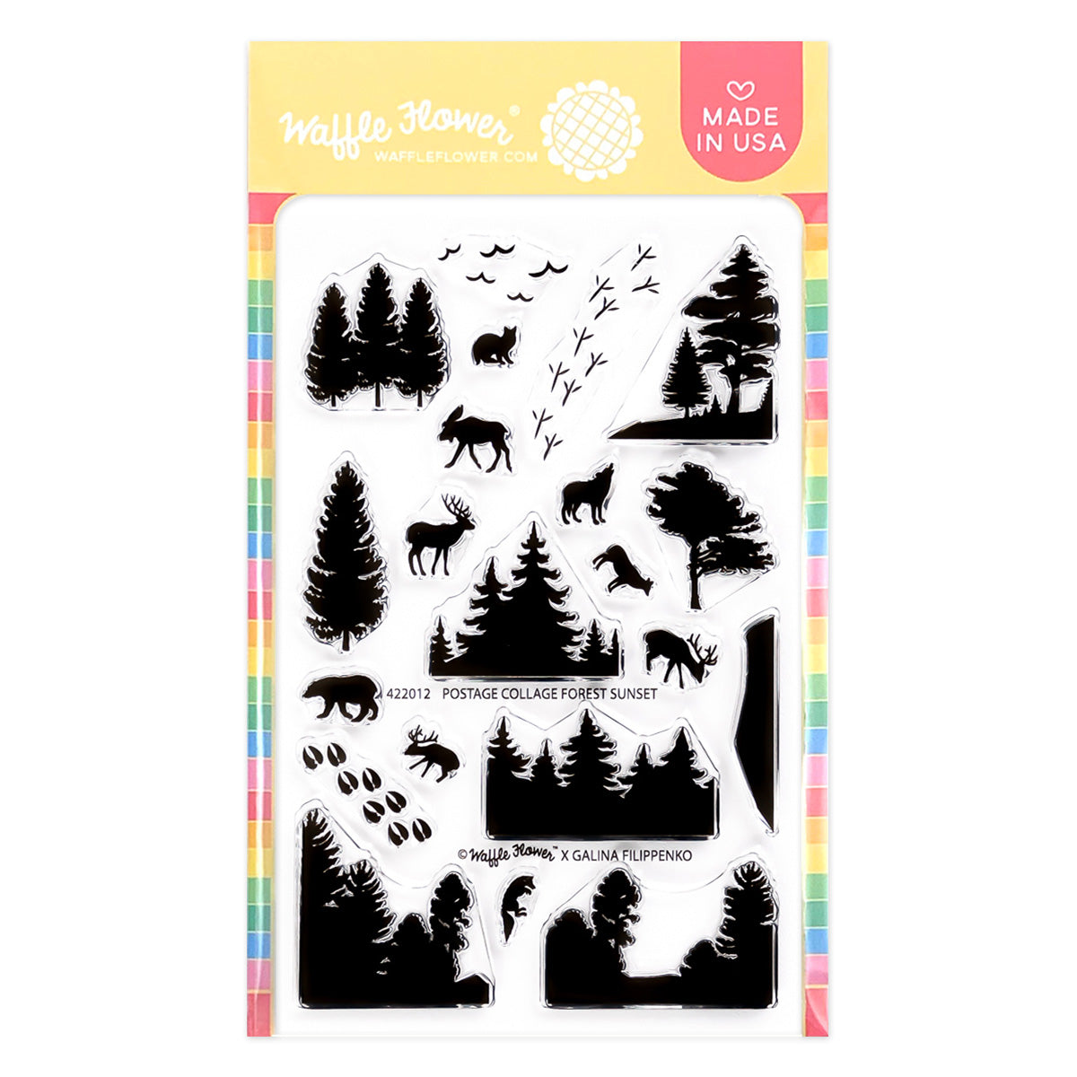 Postage Collage Forest Sunset Stamp Set – WaffleFlower.com