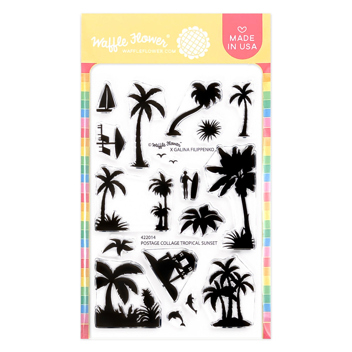 Postage Collage Tropical Sunset Stamp Set – WaffleFlower.com