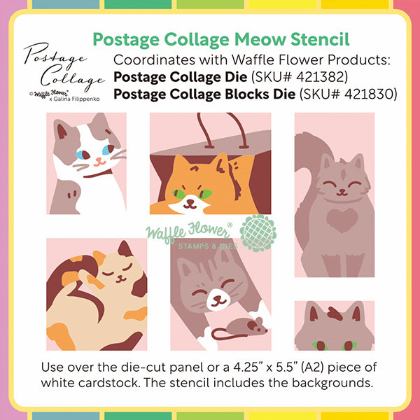 Postage Collage Meow Stencil – WaffleFlower.com