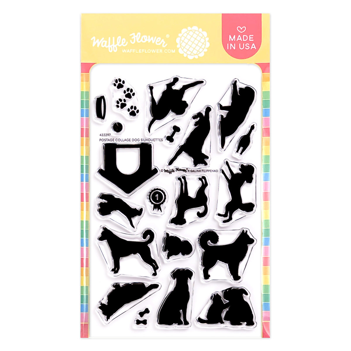Postage Collage Dog Silhouettes Stamp Set – WaffleFlower.com