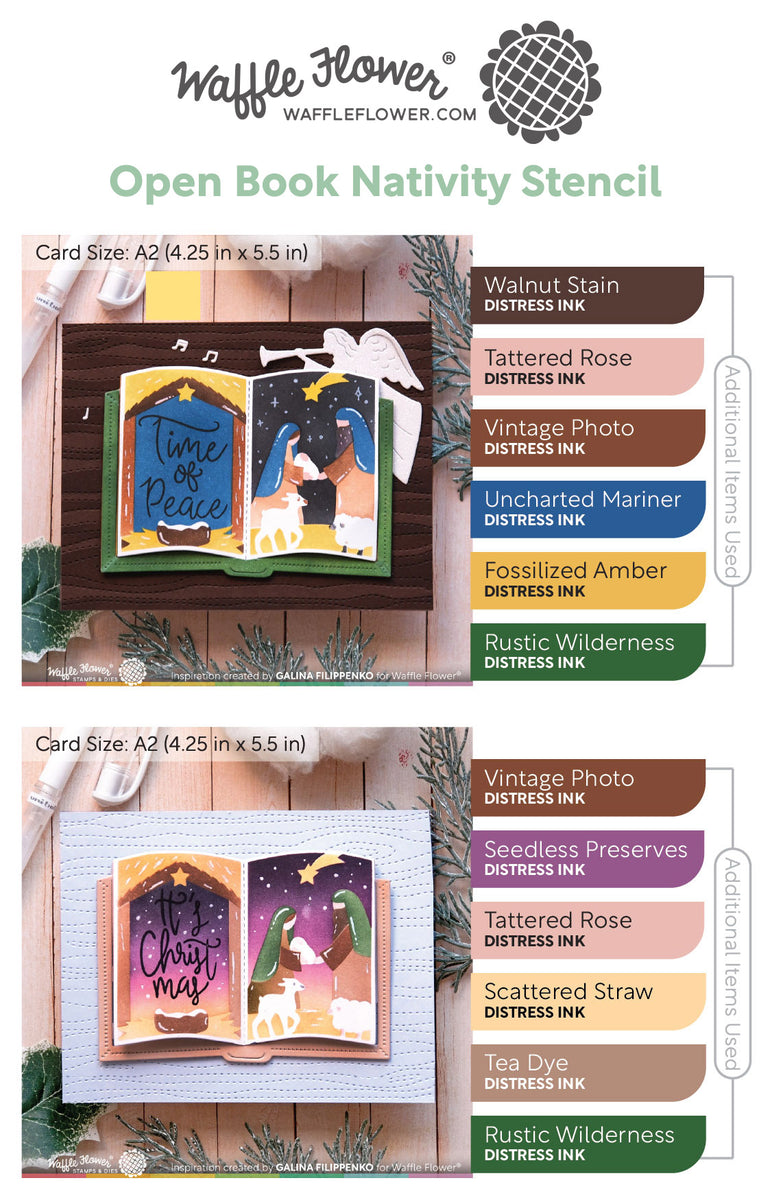Open Book Nativity Stencil – WaffleFlower.com