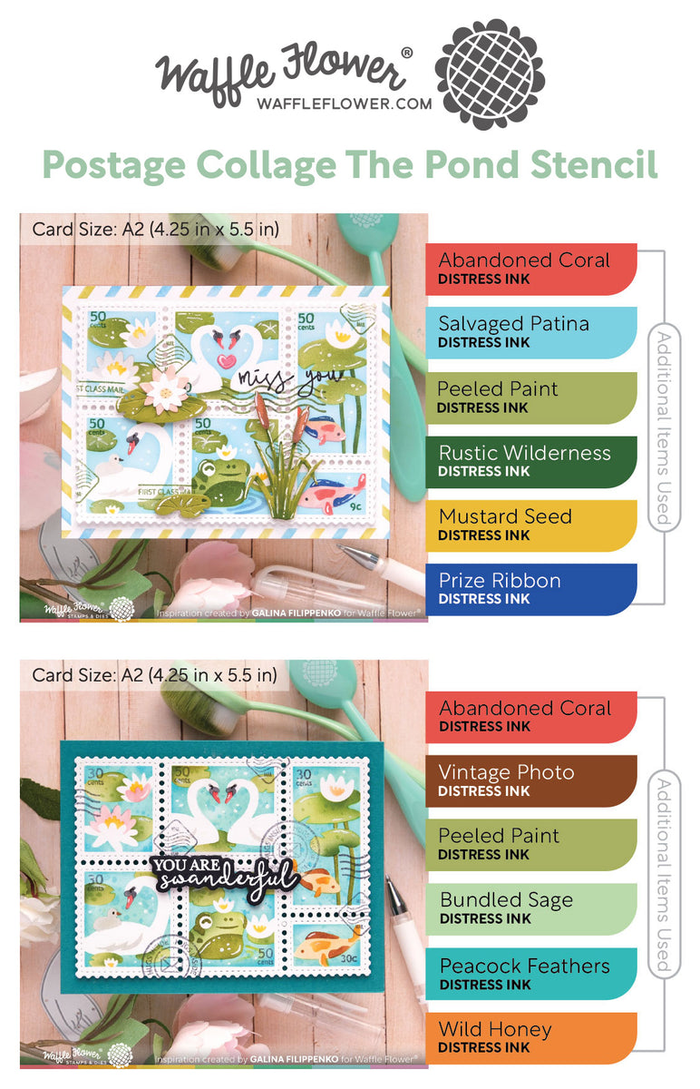 Postage Collage The Pond Stencil – WaffleFlower.com