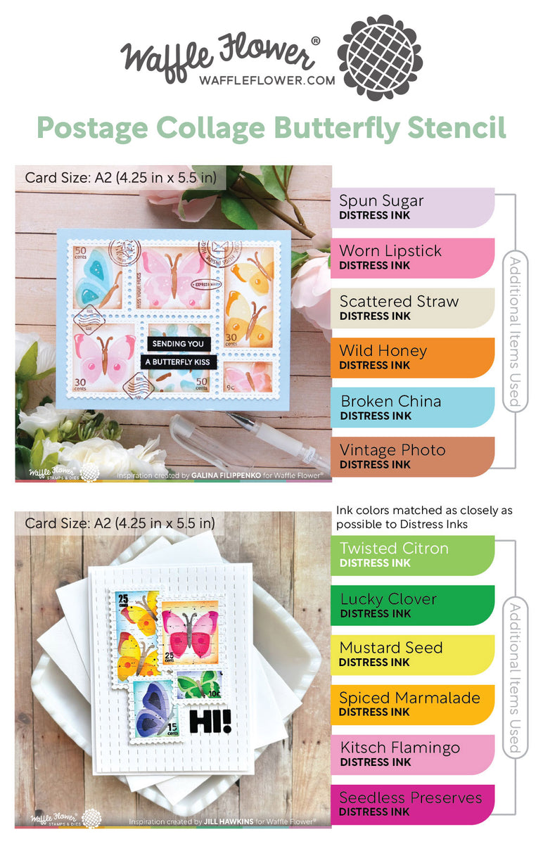 Postage Collage Butterfly Stencil – WaffleFlower.com