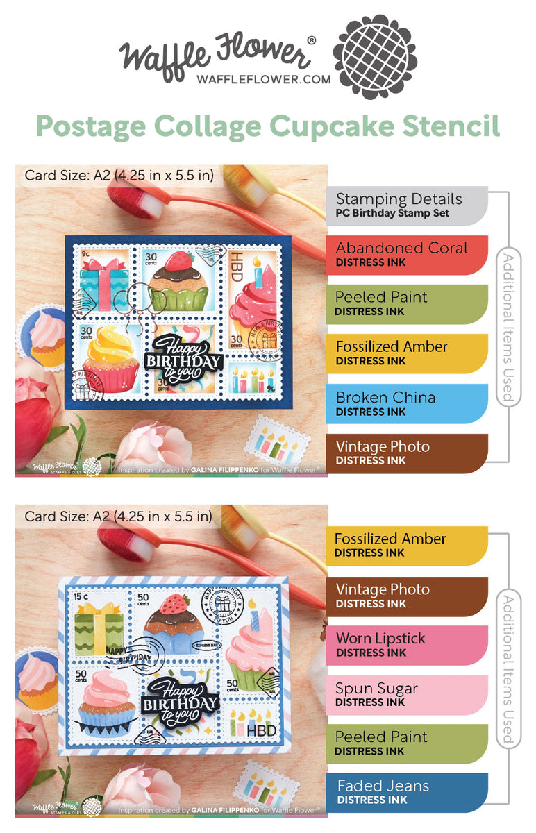 Postage Collage Cupcake Stencil – WaffleFlower.com