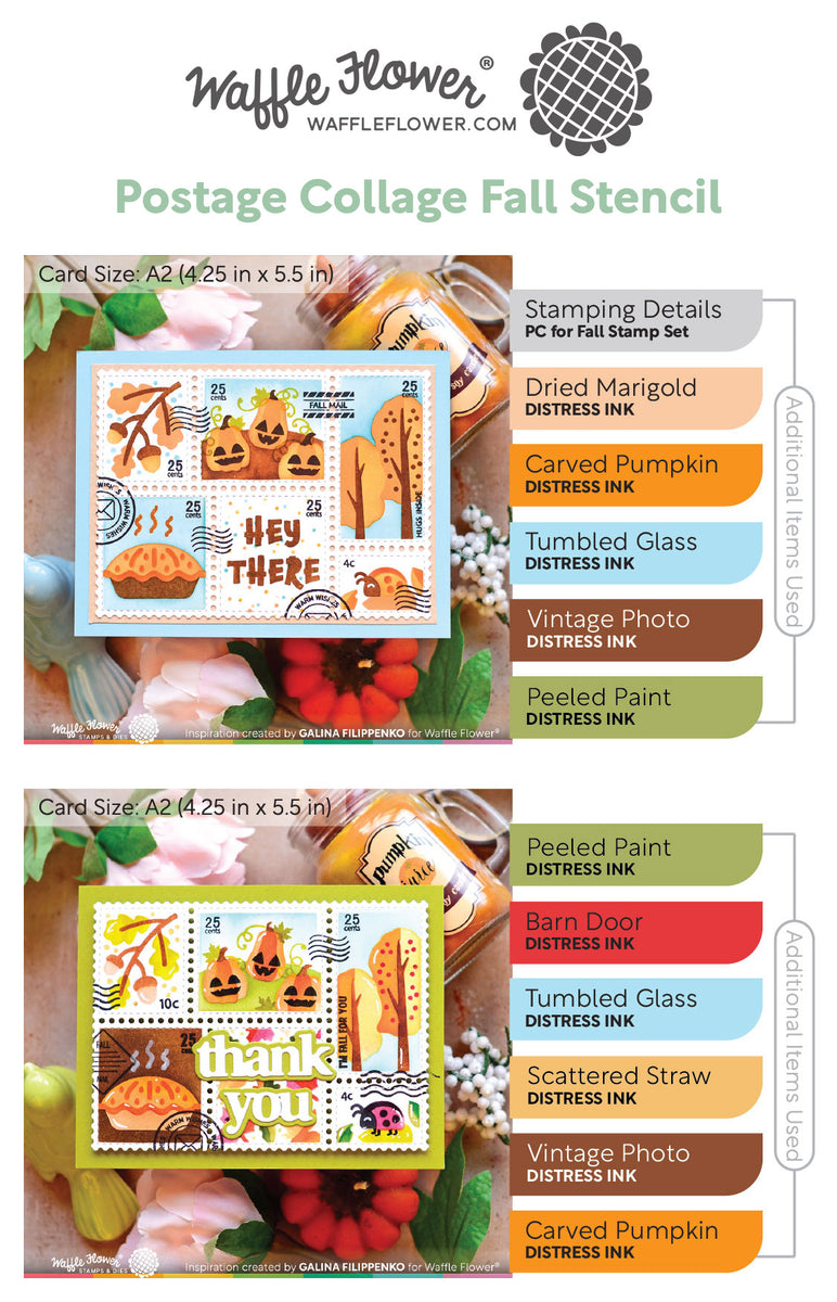 Postage Collage Fall Stencil – WaffleFlower.com