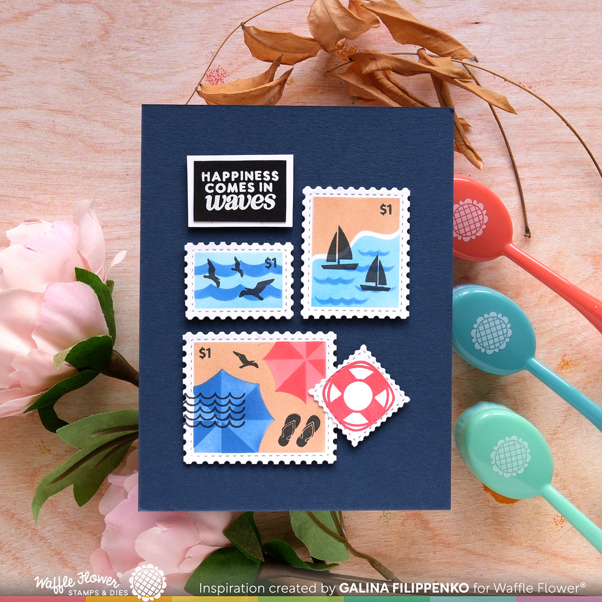 Postage Collage Beach Days Stamp Set – WaffleFlower.com