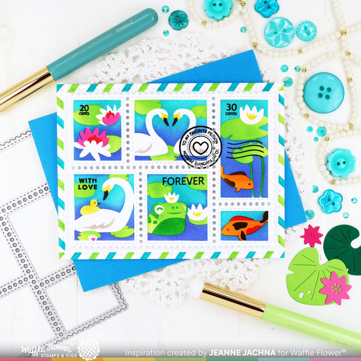Postage Collage The Pond Stencil – WaffleFlower.com