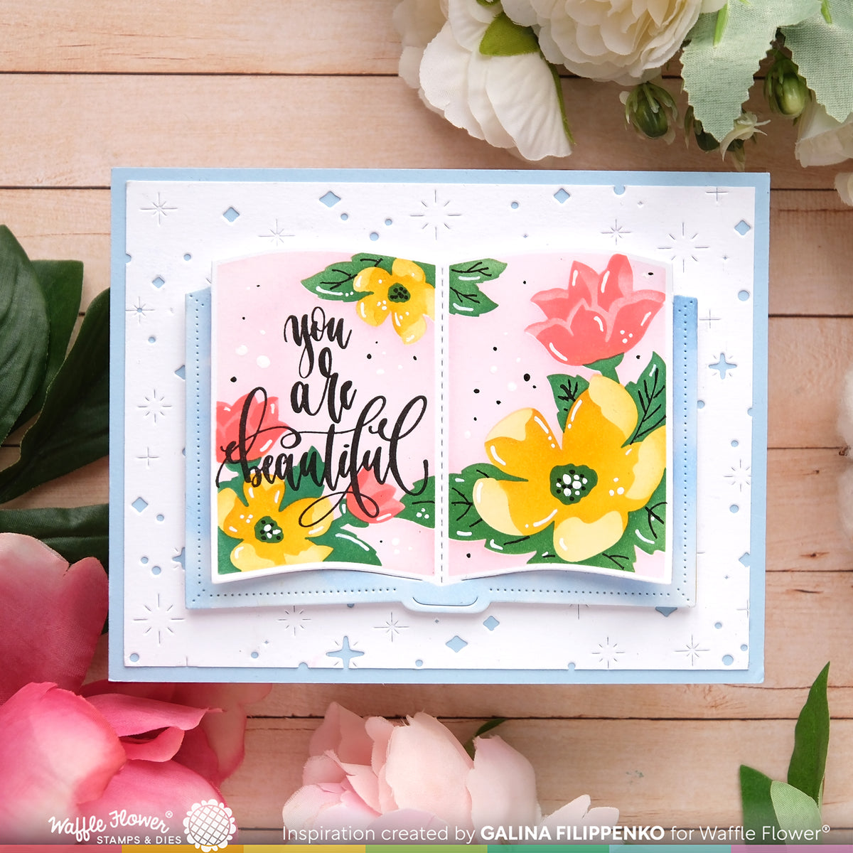 Open Book Sentiments Stamp Set – WaffleFlower.com