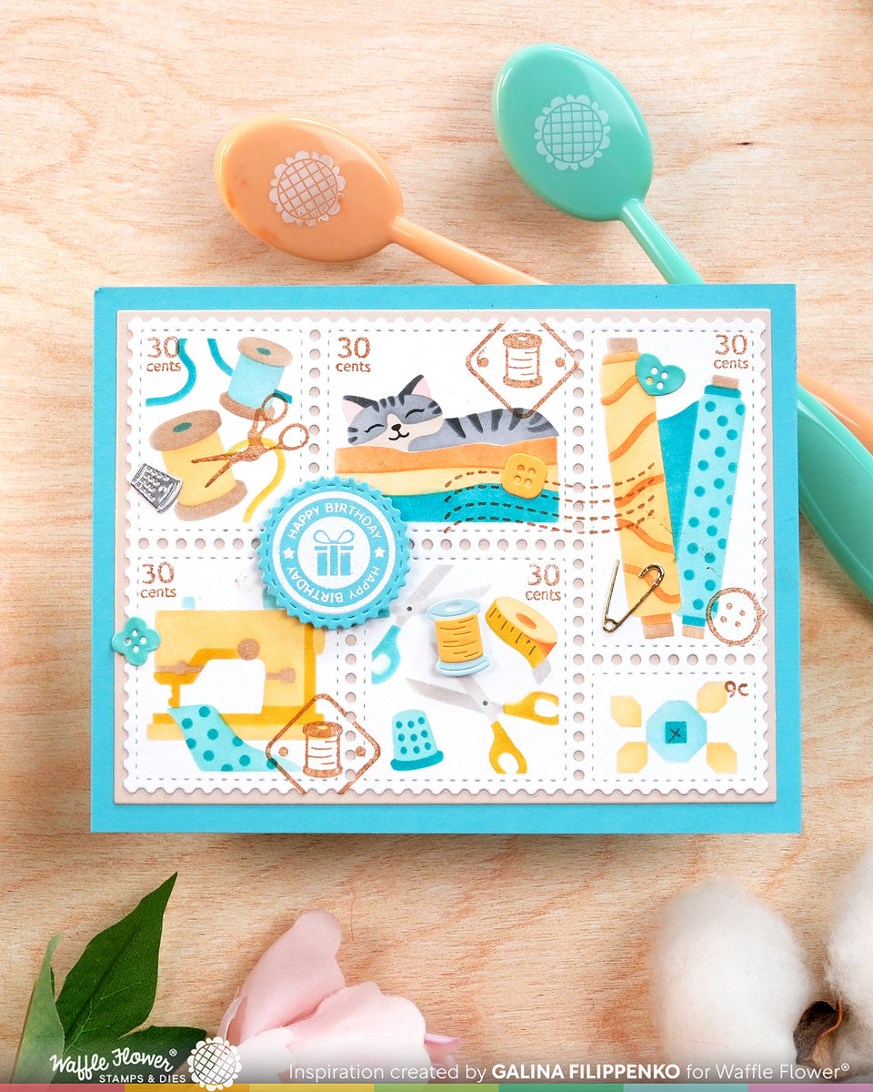Postage Collage Circle Sentiments Matching Die – WaffleFlower.com