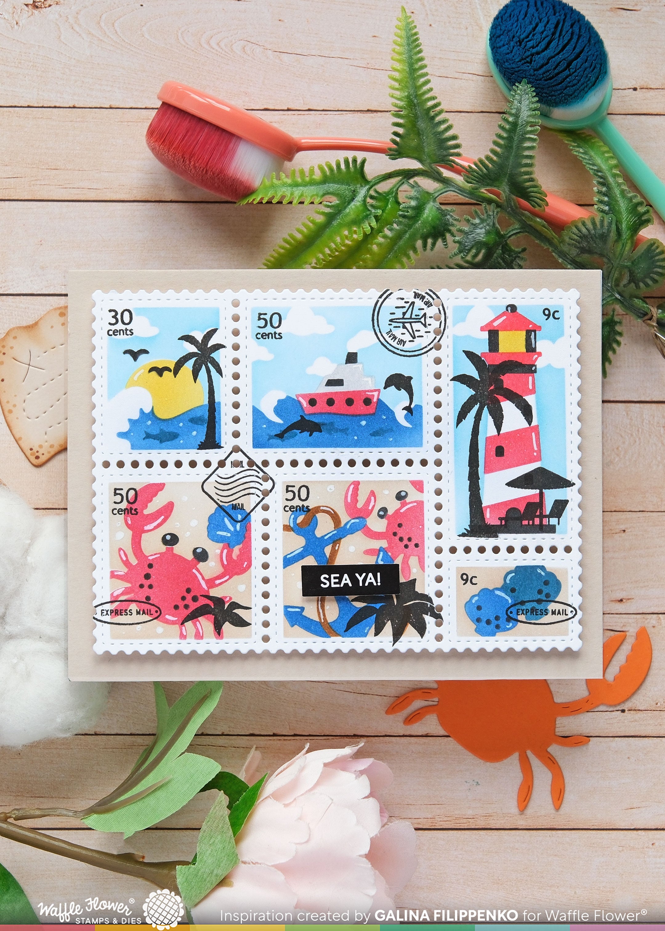 Postage Collage Coastal Stencil – WaffleFlower.com