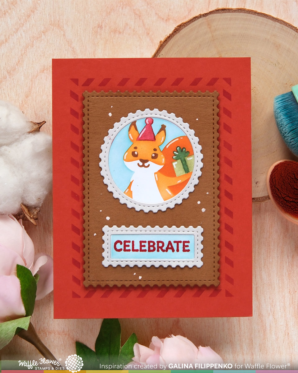 Nesting Postage Collage Greetings Stamp Set – WaffleFlower.com