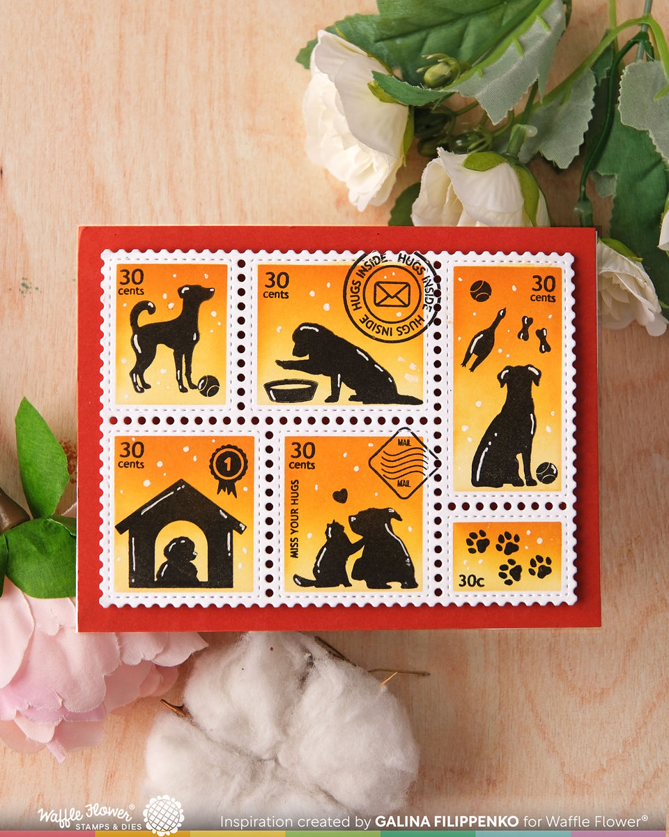 Postage Collage Dog Silhouettes Stamp Set – WaffleFlower.com