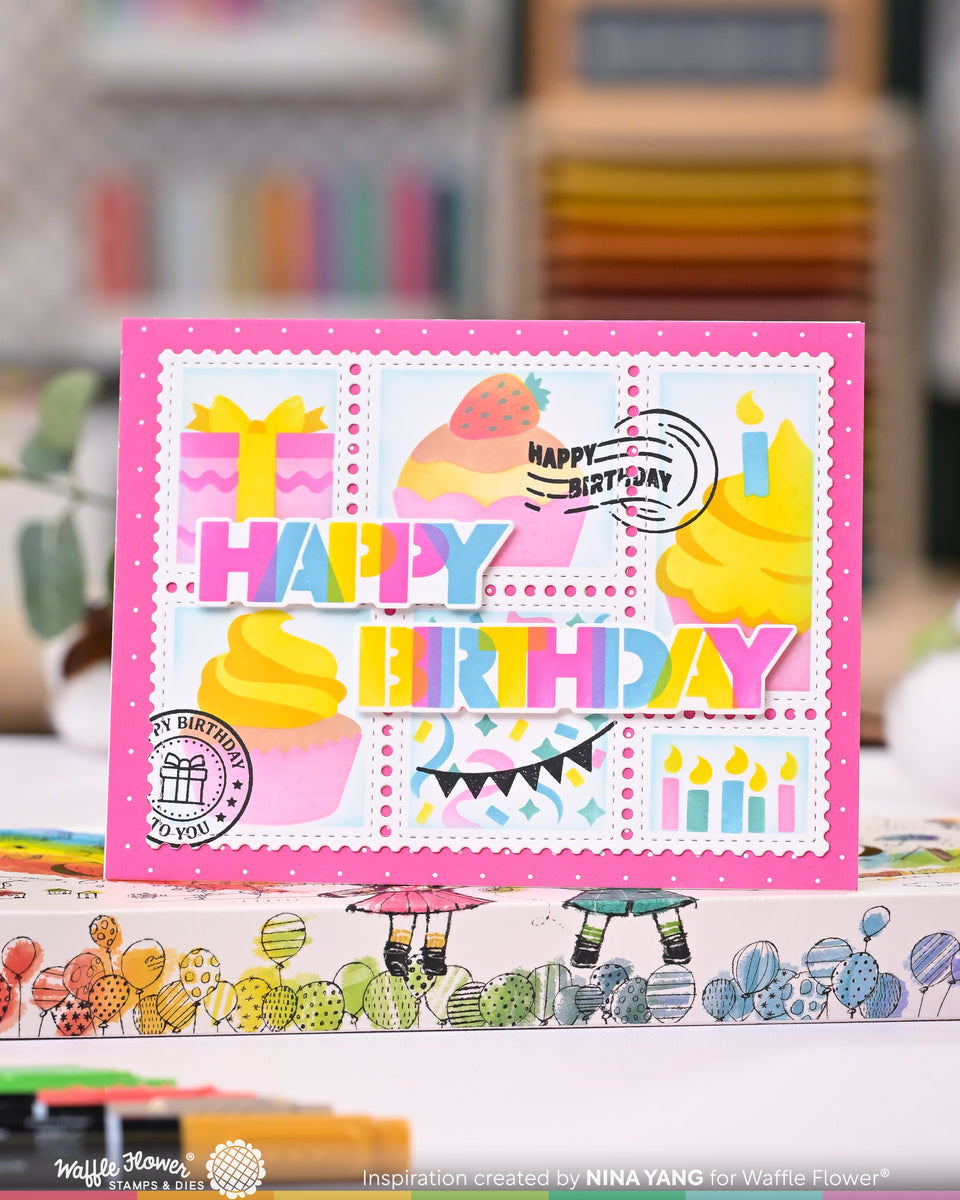 Overlapping Happy Birthday Die-n-stencil – WaffleFlower.com