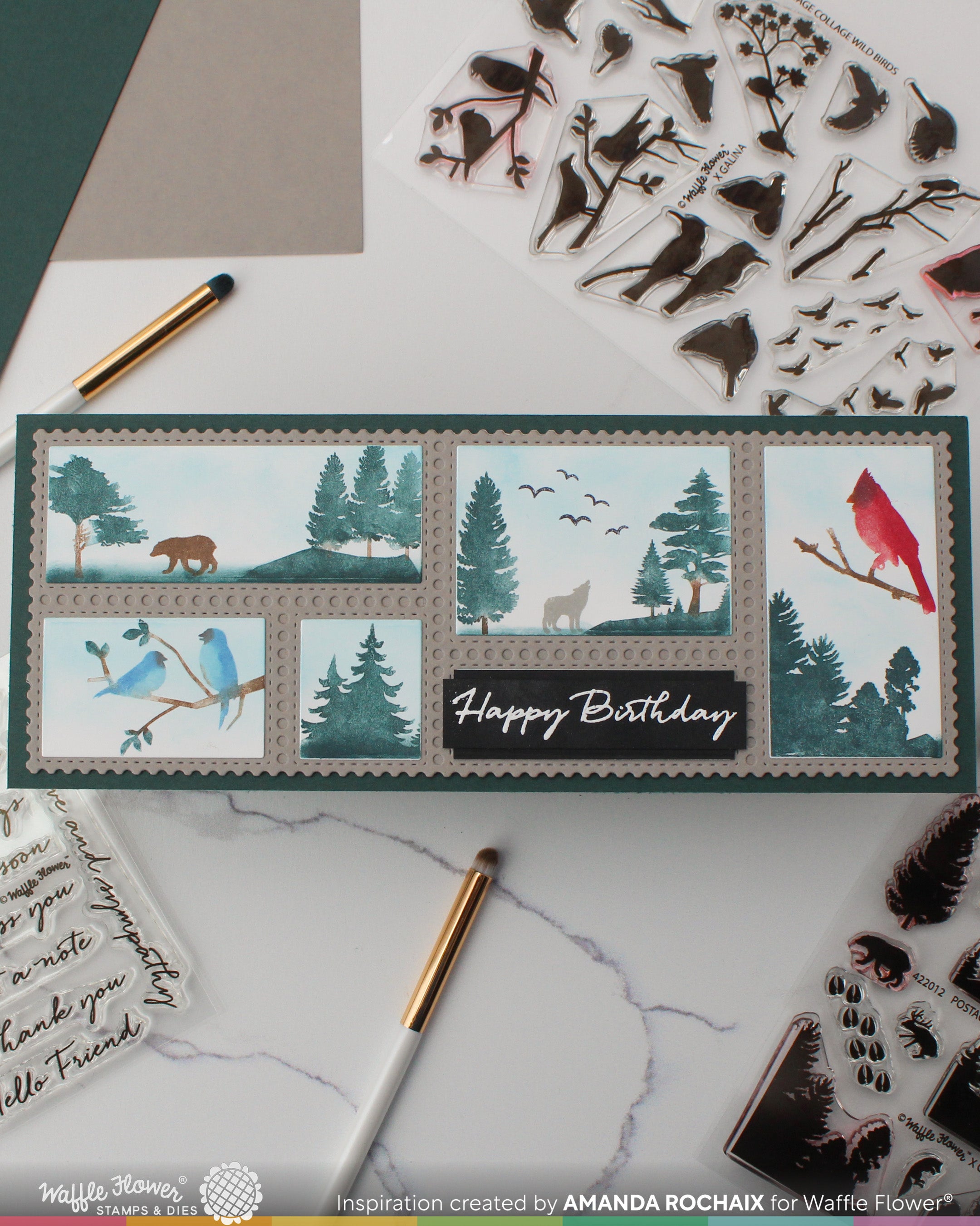 Postage Collage Forest Sunset Stamp Set – WaffleFlower.com