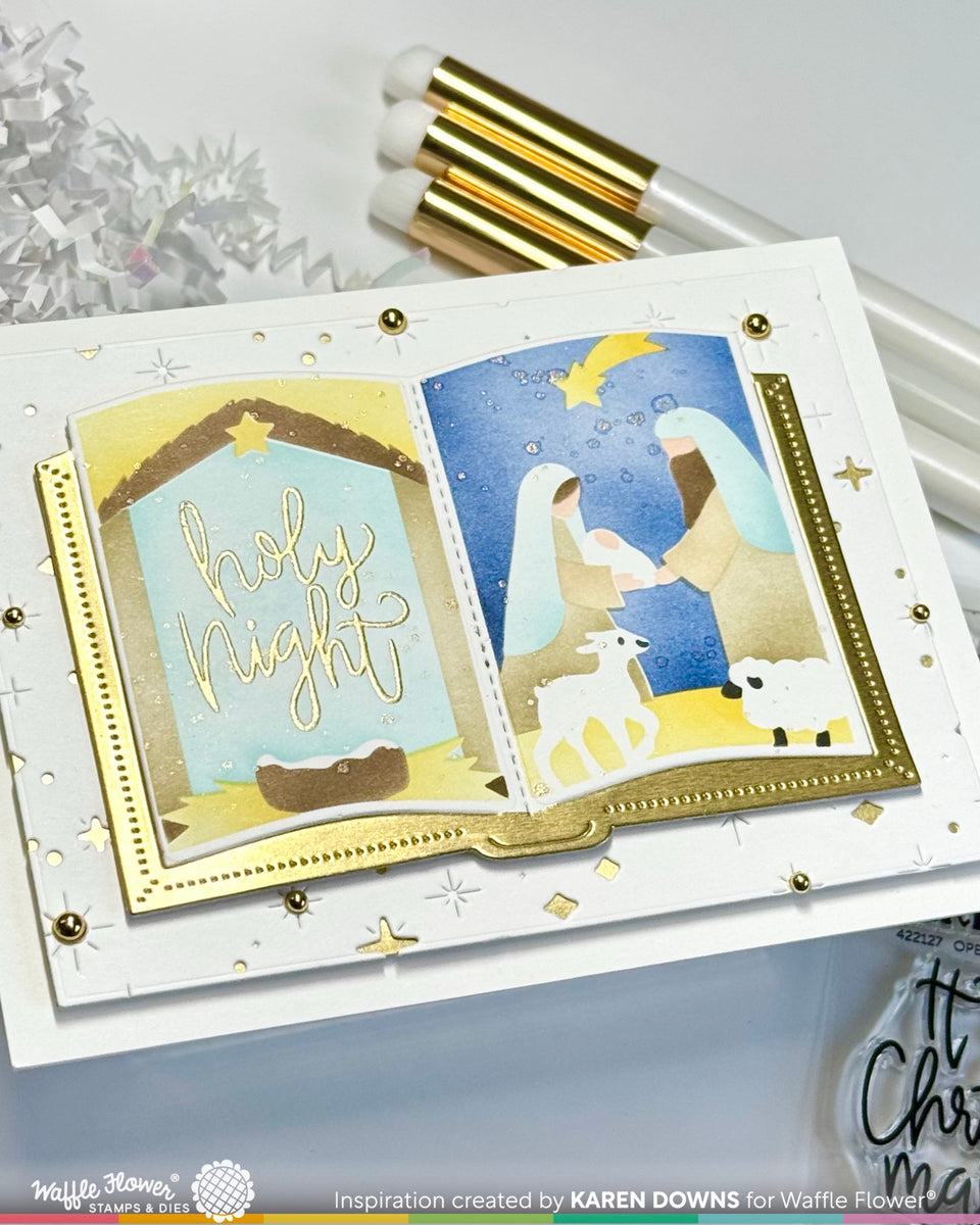 Open Book Holiday Sayings Stamp Set – WaffleFlower.com