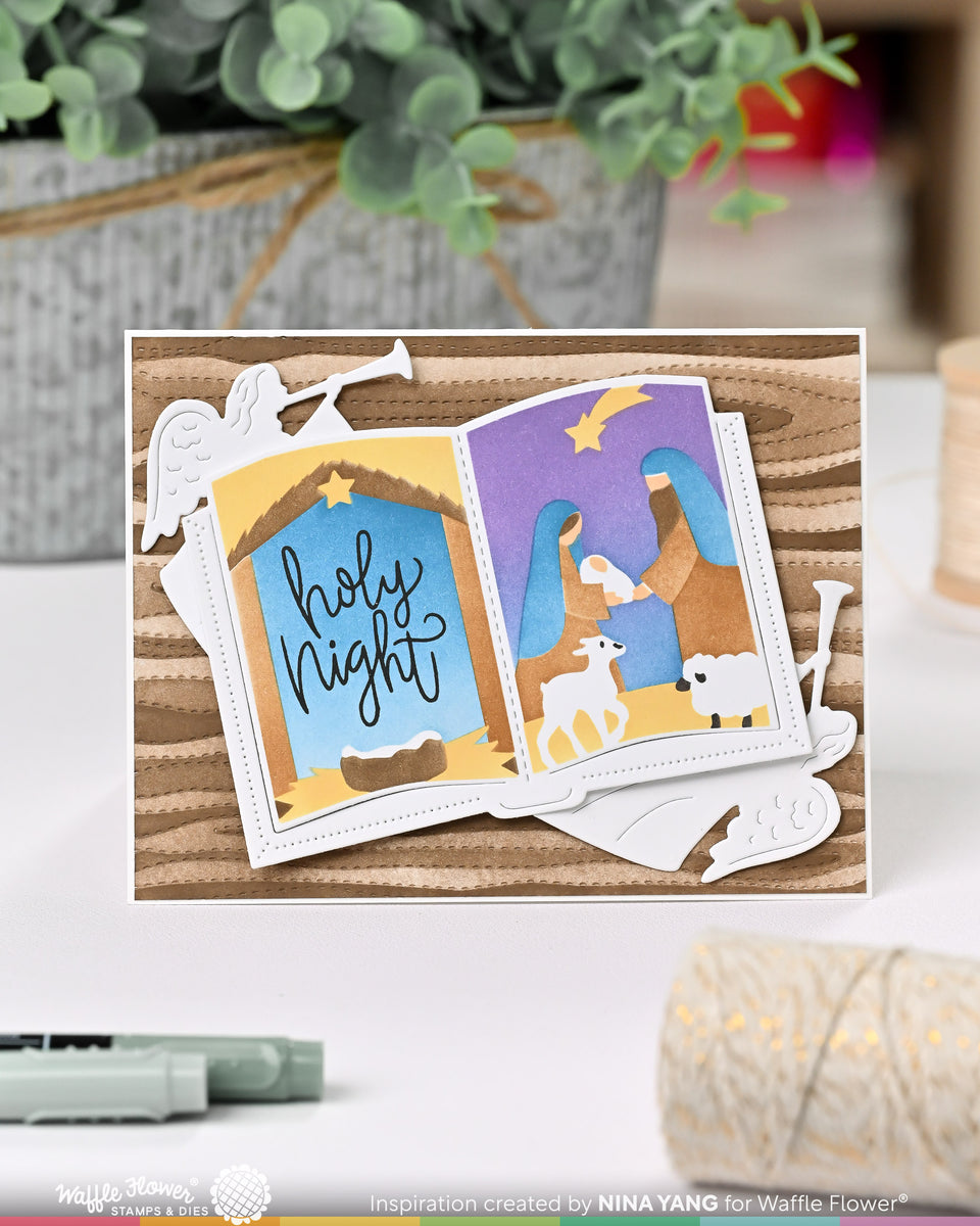 Open Book Holiday Sayings Stamp Set – WaffleFlower.com