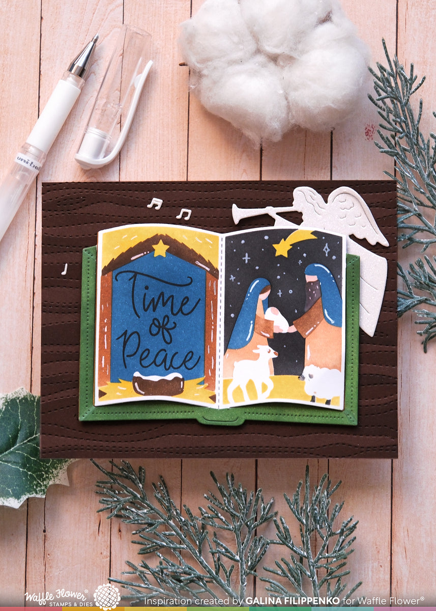 Open Book Nativity Stencil – WaffleFlower.com