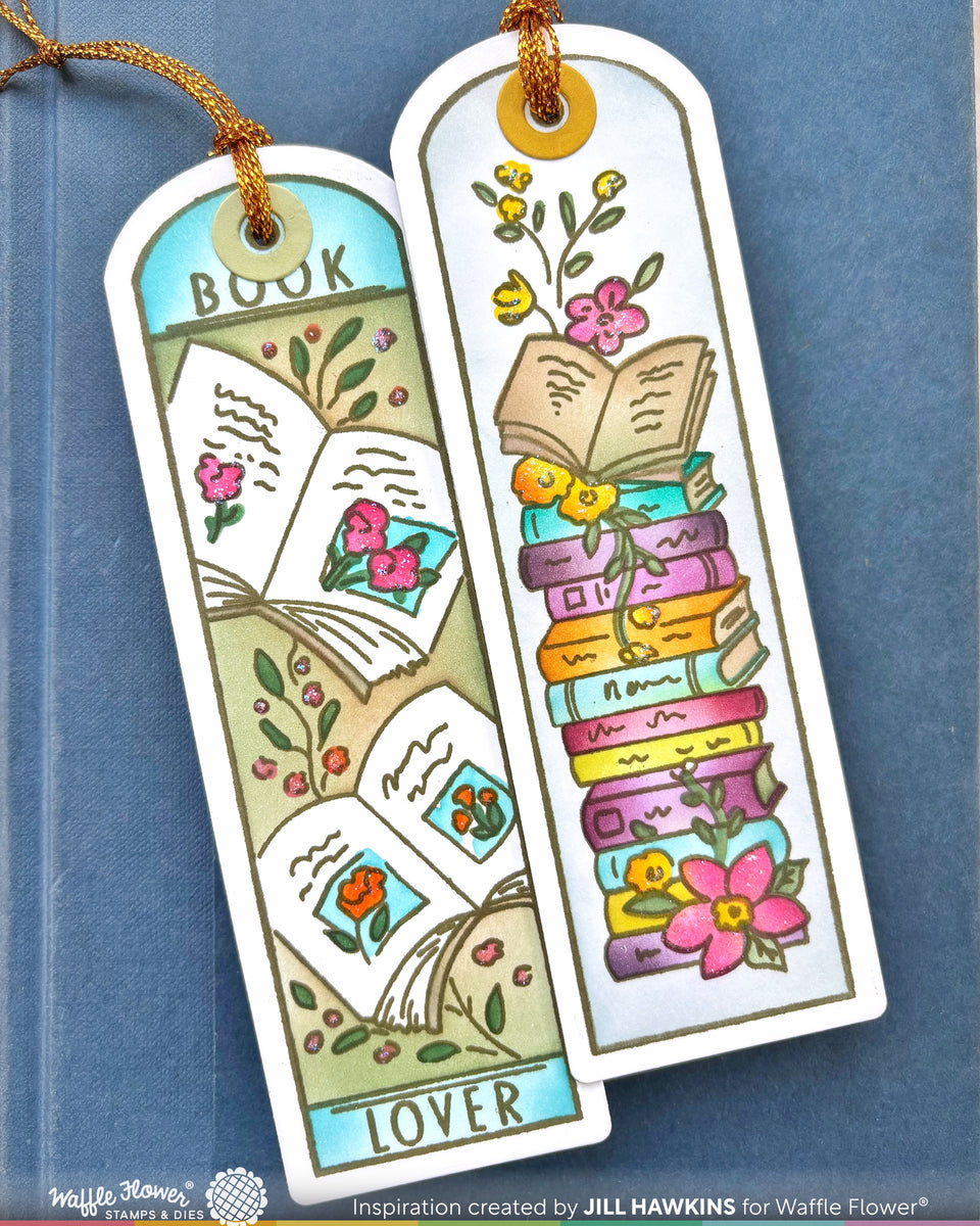 Round Bookmark - Book Lover Coloring Stencil – WaffleFlower.com