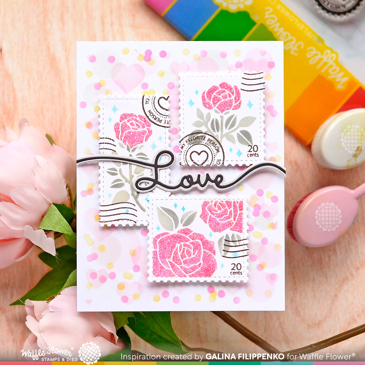 Postage Collage Rose Stencil – WaffleFlower.com