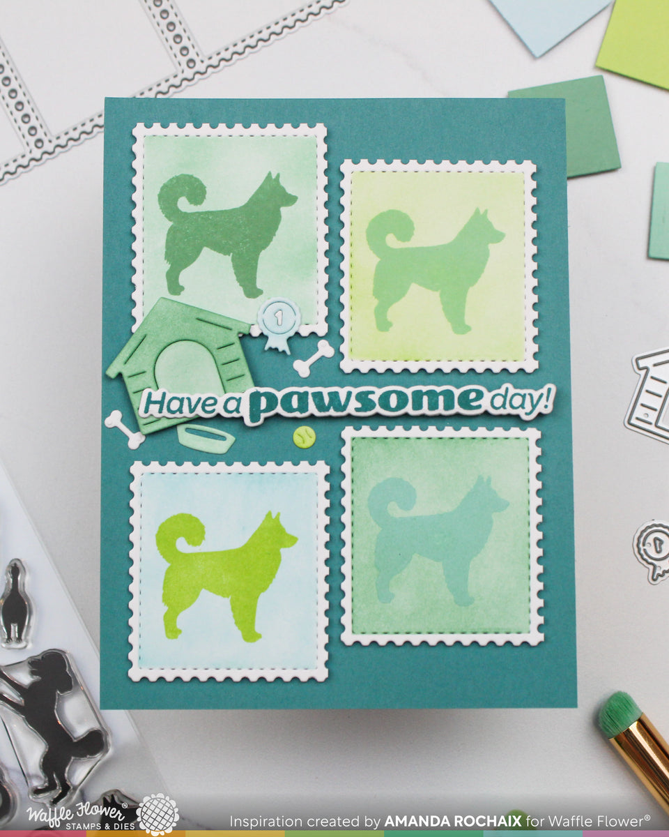 Postage Collage Dog Silhouettes Stamp Set – WaffleFlower.com