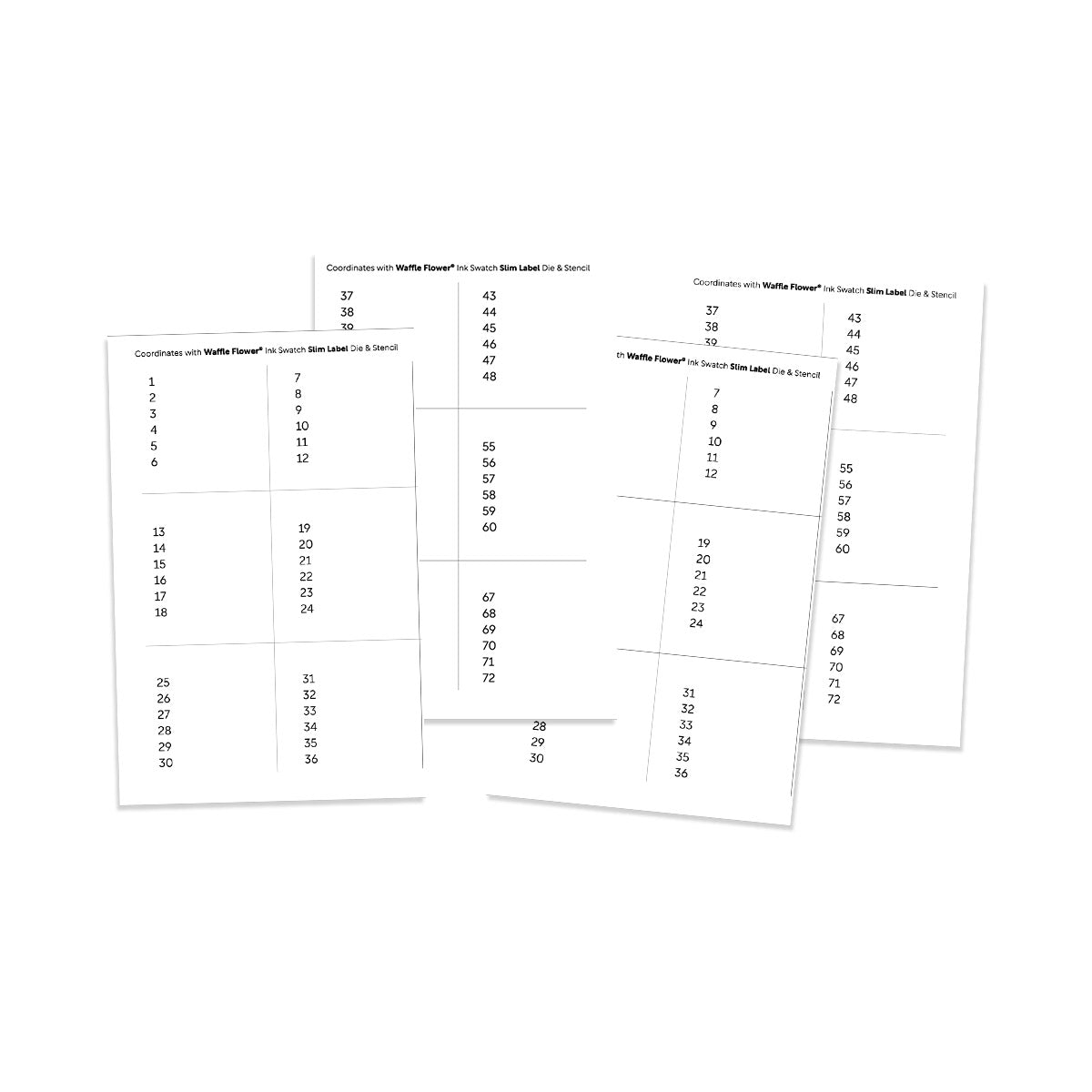 Printed Numbers for Ink Swatch Slim Label Die (2 sets of 1-72 ...