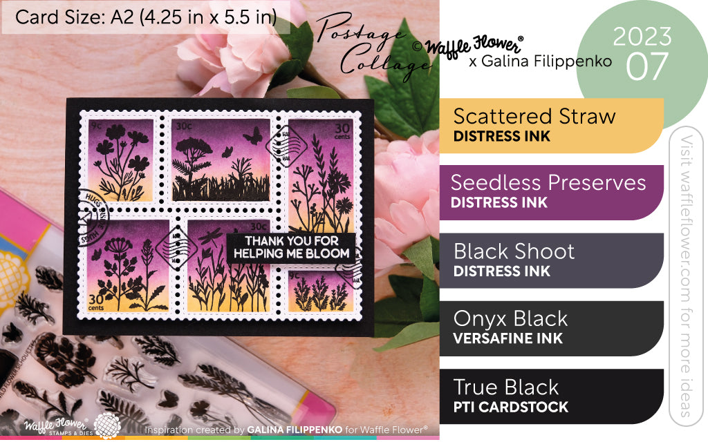 Postage Collage Wild Flower Silhouettes Stamp Set – WaffleFlower.com