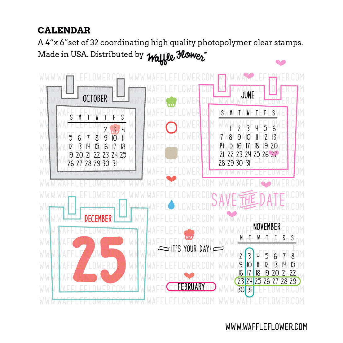 Calendar Stamp Set – WaffleFlower.com